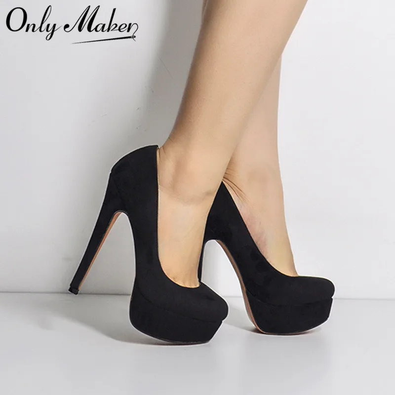 Onlymaker Women's Platform Thin Heels Stiletto 16cm High Heel Solid ...