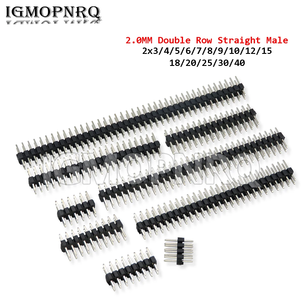 10PCS 2.00 Double Row Straight Male Pin Header 2mm 2x3/4/5/6/8/10/40 ...