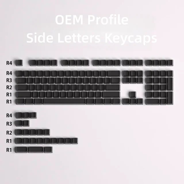 130 Keys OEM Keycaps PBT Double Shot Keycap Side-engraved RGB Light Key ...
