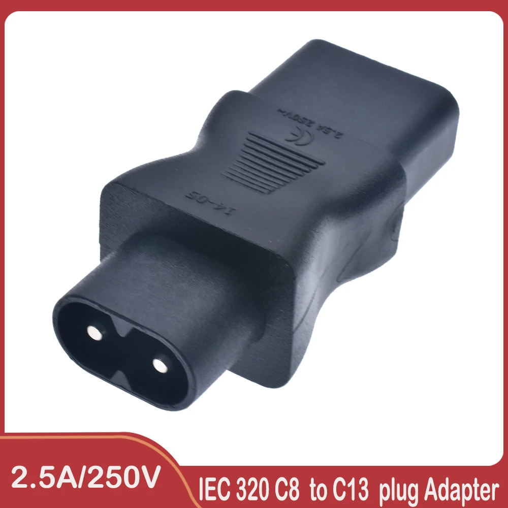 Iec 320 C13 3-pin Female To C8 2-pin Male Straight Power Plug Converter ...