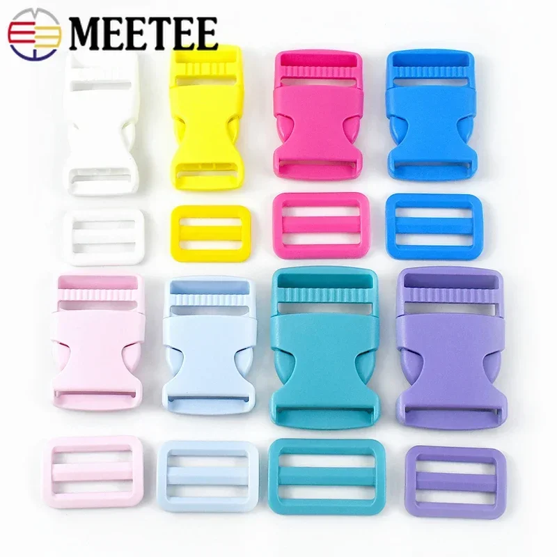 5/10Sets Meetee 25/32/38mm Plastic Side Release Buckle Tri Glide Slider ...