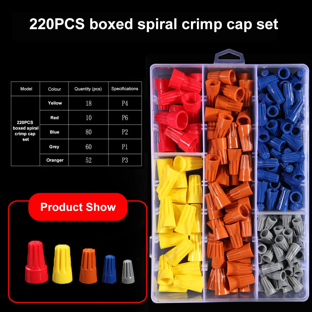 220pcs-Practical-Electrical-Wire-Connection-Screw-Twist-Connector-Cap-W ...