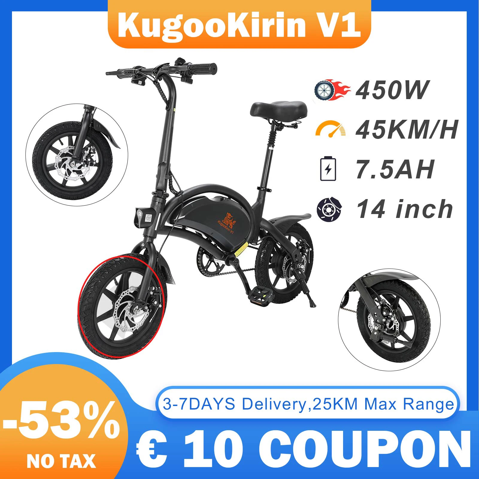 Kugookirin Electric Bicycle V1 | Electric Bike Adults Folding - V1 ...