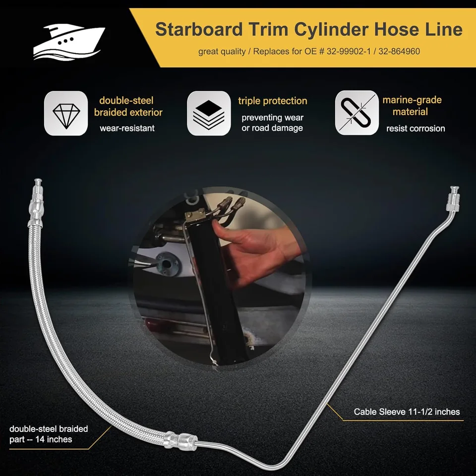 Hydraulic Power Pack Trim Tilt Hydraulic Hose Kit For Mercruiser Alpha ...