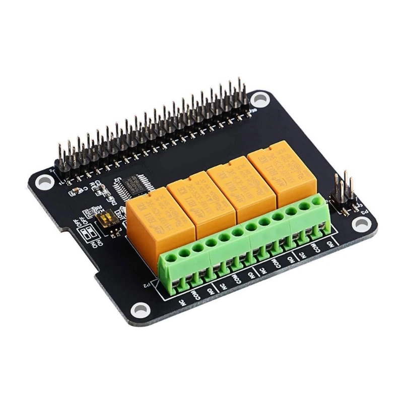 4-Way-Relays-Hat-Module-for-Rpi3B-Programmable-Stackable-GPIO-Expansion ...