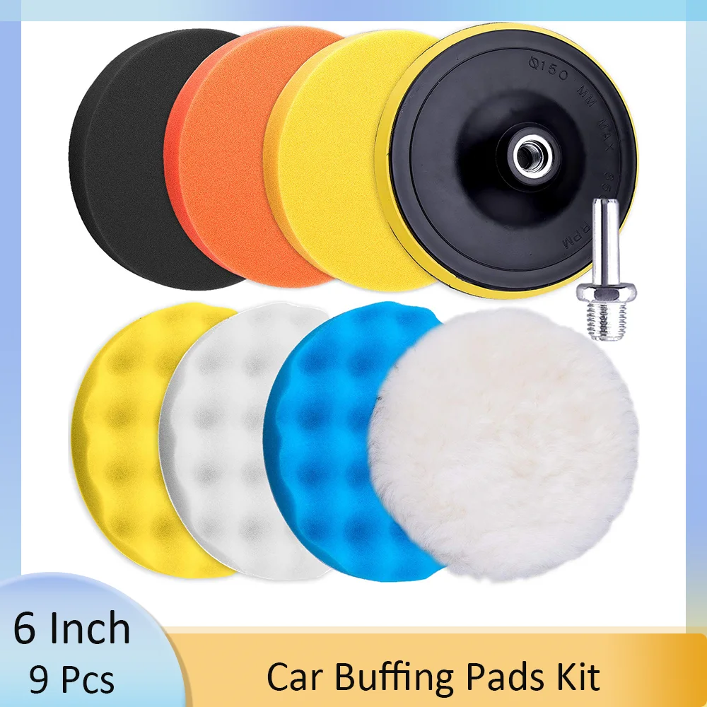 6-Inch-Car-Buffing-Polishing-Pads-Kit-9-Pcs-Foam-Polisher-Pads-Car ...