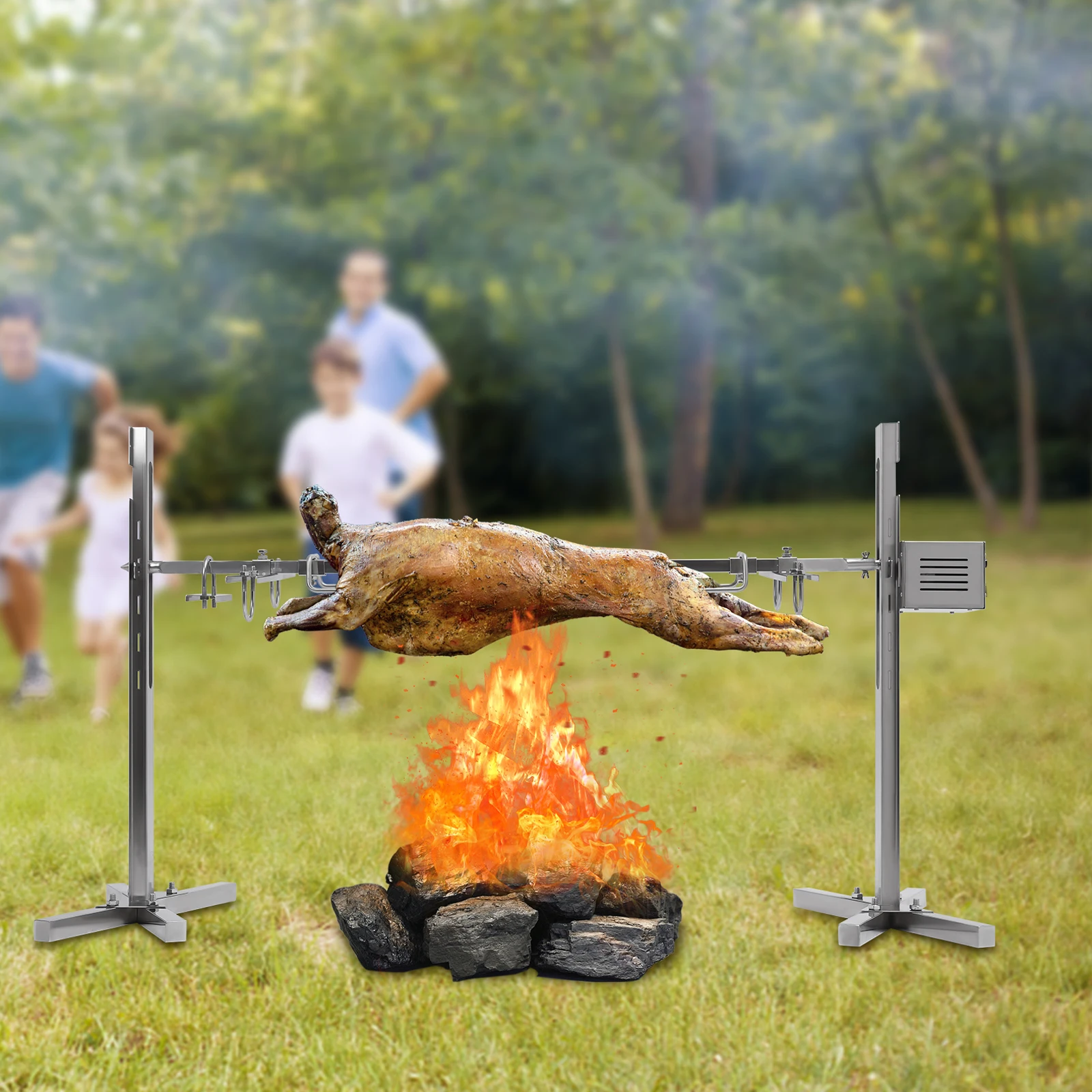 Stainless-Steel-Automatic-Barbecue-Grill-with-Motor-Rotisserie-Spit ...