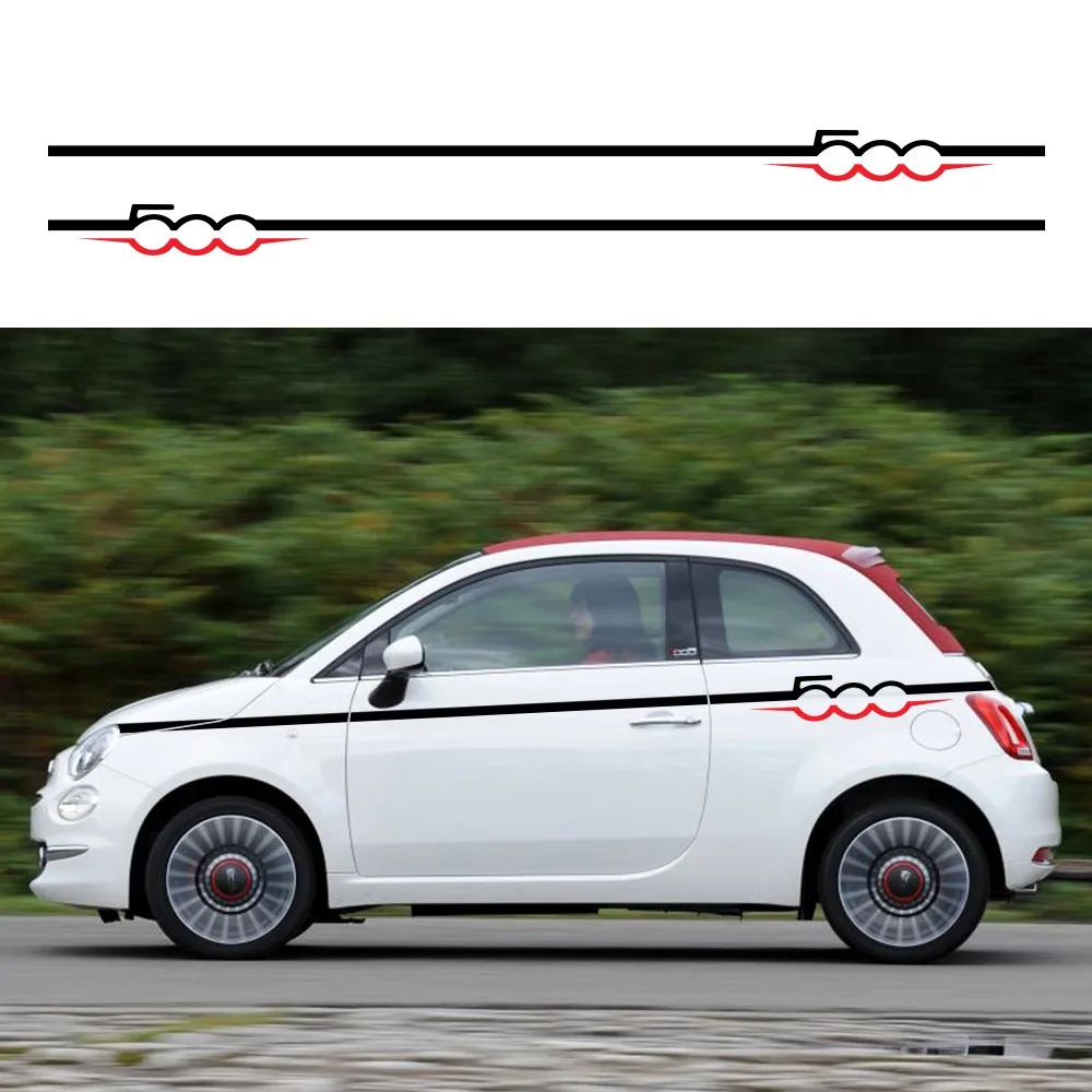 2Pcs-Car-Waist-Line-Sticker-For-Fiat-500-500X-500L-500E-Abarth-595 ...