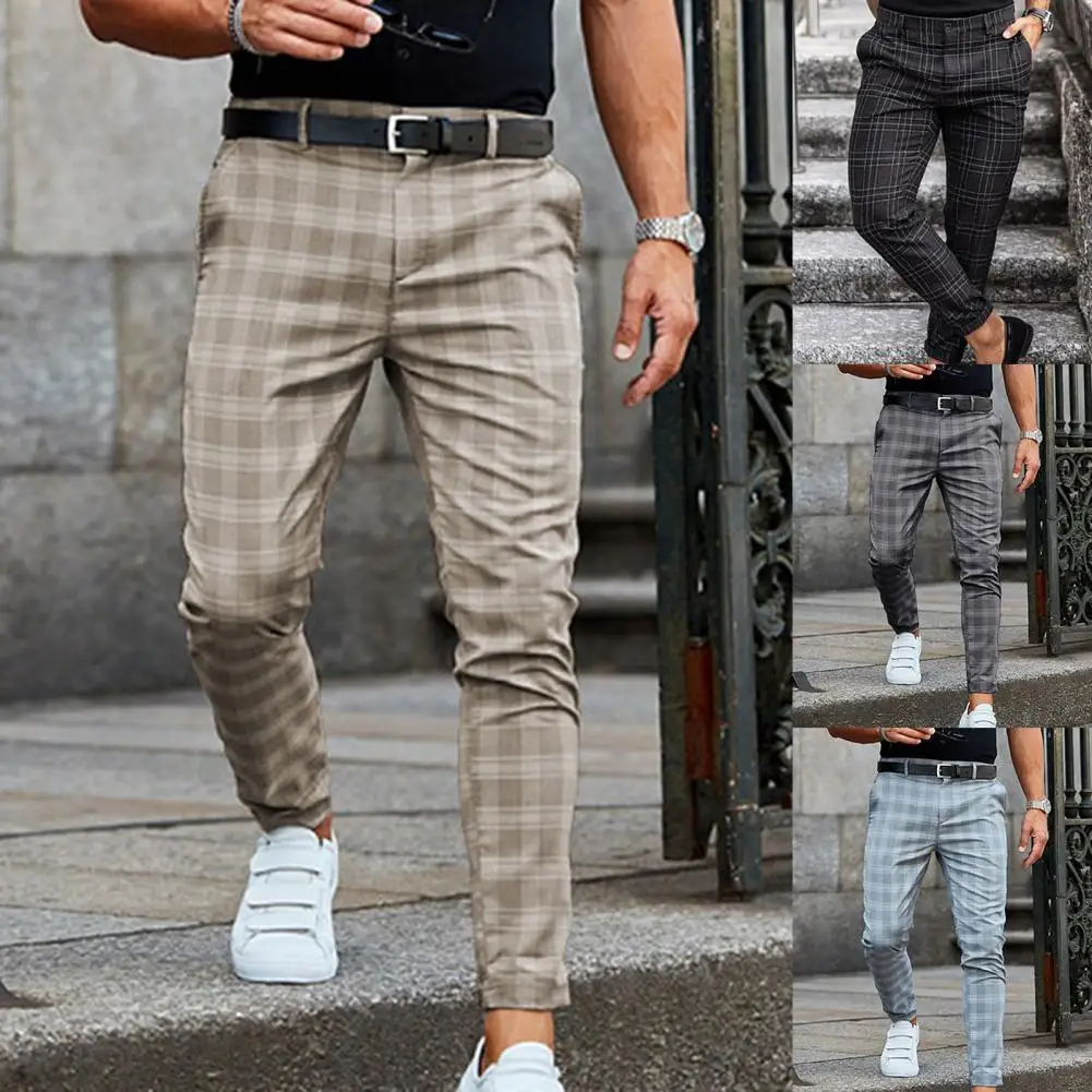 Checkered-Pattern-Fashion-Men-Trousers-Plaid-Loose-Autumn-Winter ...