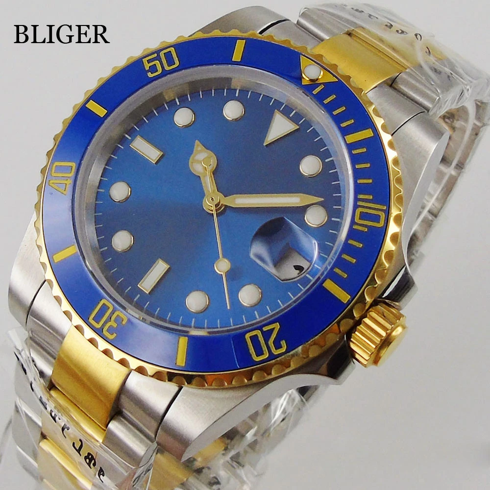 BLIGER Japan NH35 MIYOTA 8215 PT5000 Automatic Men Watch Two Tone Gold ...