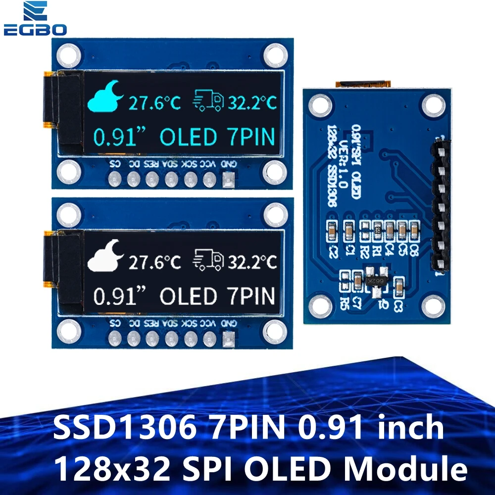 SSD1306-7PIN-0-91-inch-128x32-SPI-OLED-Module-0-91-OLED-Display-Module ...