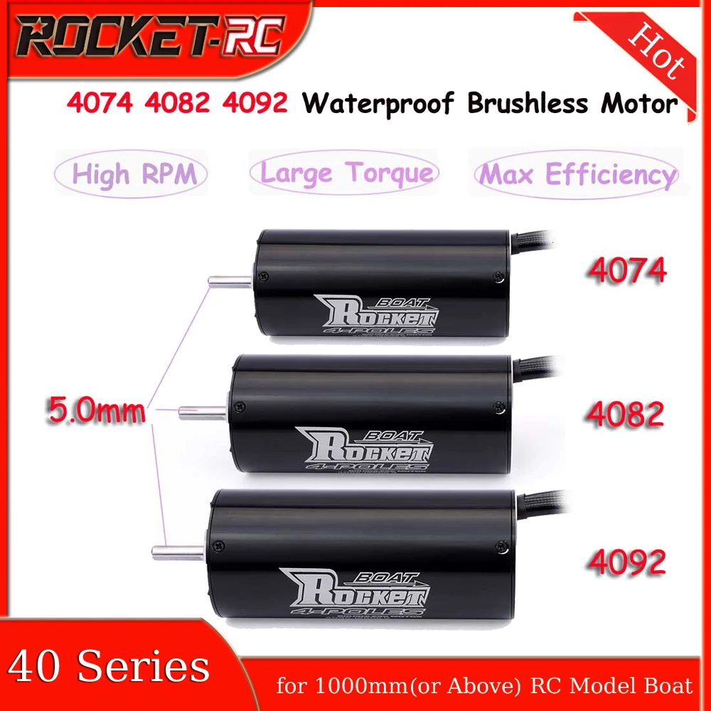 ROCKET-RC 4074 4082 4092 Waterproof Brushless Motor 5.0mm Shaft High ...