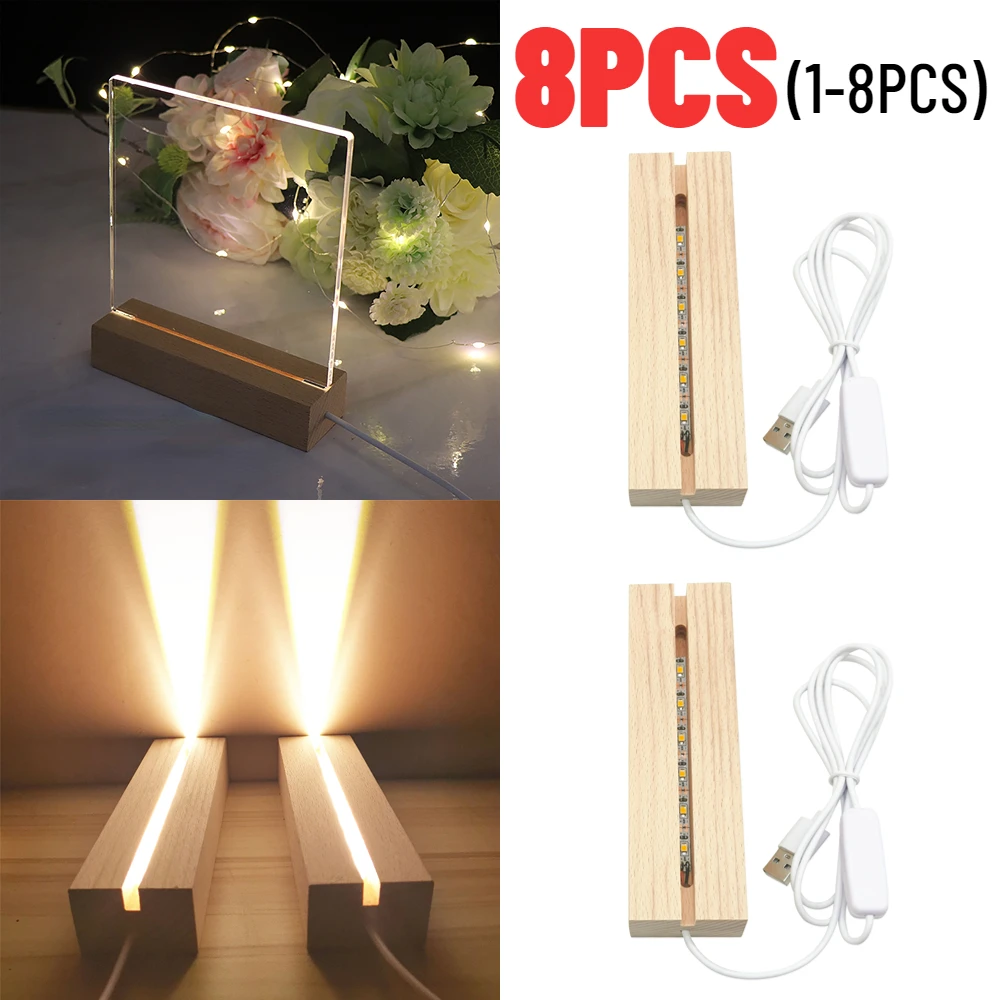 Led Lights Display Base Crystal Wooden Light Base Stand for Art ...