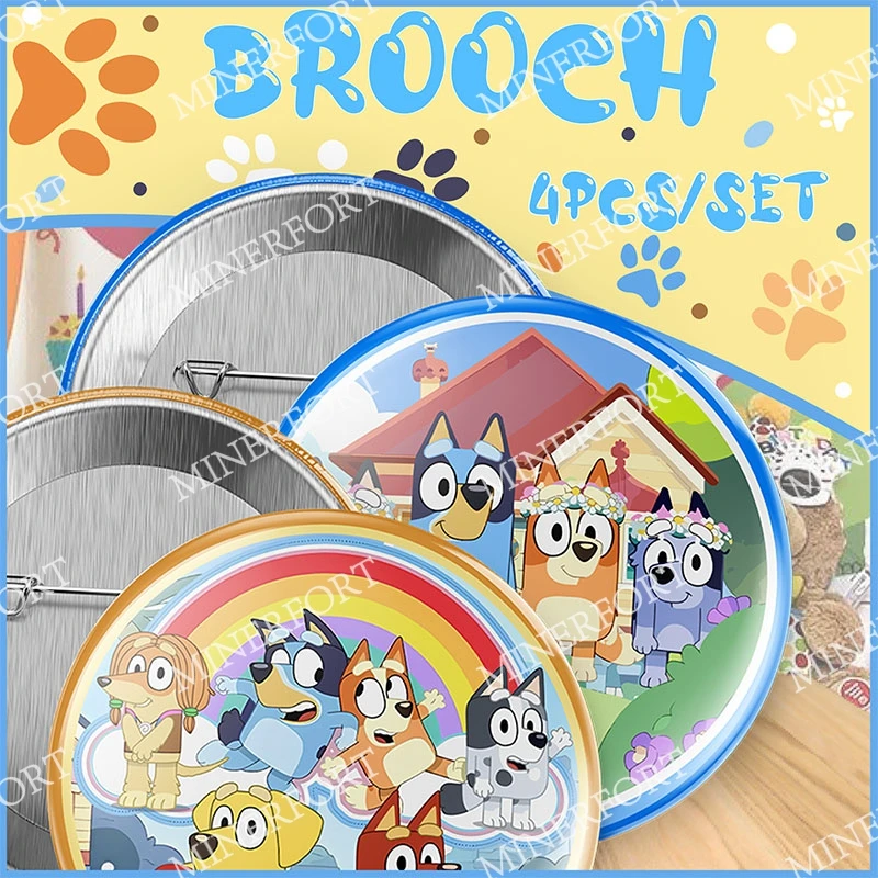 8pcs Hot Bluey Family Cartoon Themed Brooches Bingo Dog for Anime ...