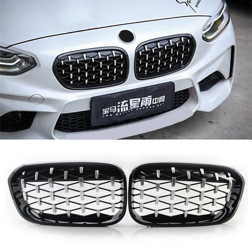 A Pair Chrome Diamond Grill Car Front Grille For Bmw E87 E90 E91 E92 ...