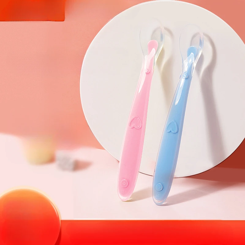Baby-Soft-Safety-Spoon-Bowl-Container-Silicone-Spoons-Tableware-for ...