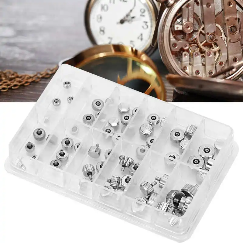 60pcs Stainless Steel Watch Crown Chronograph Button Watch Flat Head ...