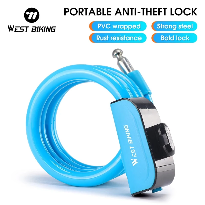WEST-BIKING-Bicycle-Cable-Lock-Outdoor-Cycling-Anti-theft-Lock-With ...