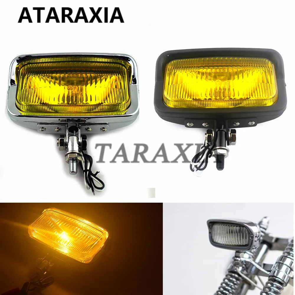 Universal Motorcycle Vintage Retro Square Headlight Front Headlamp For ...