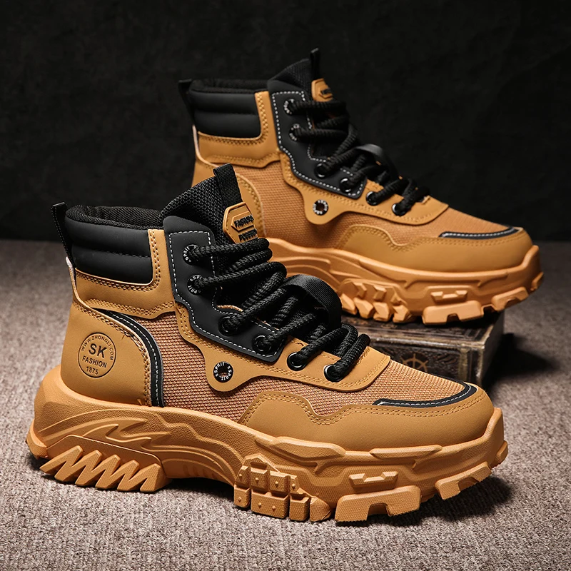 High-Top-Boots-Men-Leather-Shoes-Platform-Outdoor-Sneakers-Motorcycle ...