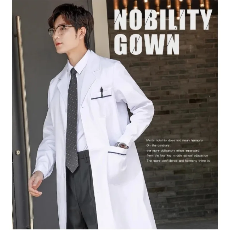 S-2XL-5Styles-Single-breasted-White-Long-Nurse-Doctor-Work-Clothes-With ...