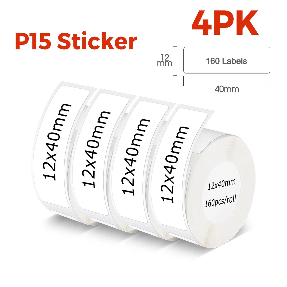 4-Pieces-Label-Sticker-P15-Adhesive-Thermal-Label-Paper-12mm-x-40mm-for ...