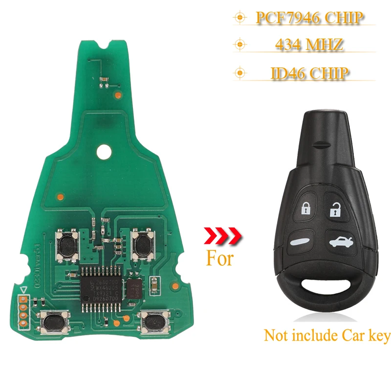 jingyuqin-4-Buttons-Remote-Car-Key-Circuit-Board-Fob-434Mhz-ID46 ...