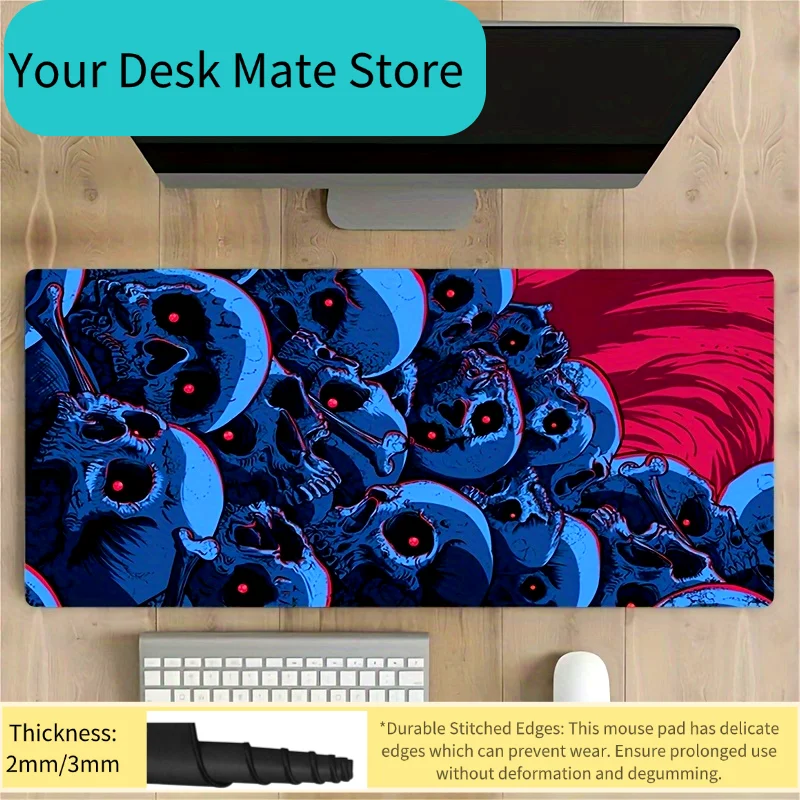 Gothic Skull Gaming Mouse Pad Large Non-slip Waterproof Desk Mat for PC ...