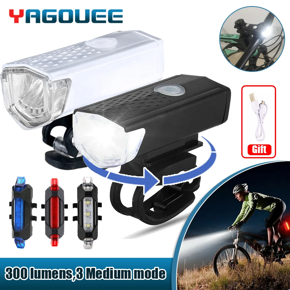 Bike Led Light Usb Rechargeable Headlight Bicycle - Usb Bicycle Light ...