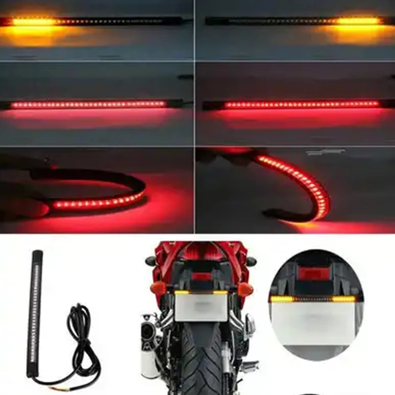 Flexible 48 LED Motorcycle Light Bar Strip Tail Turn Signal Tail Rear ...