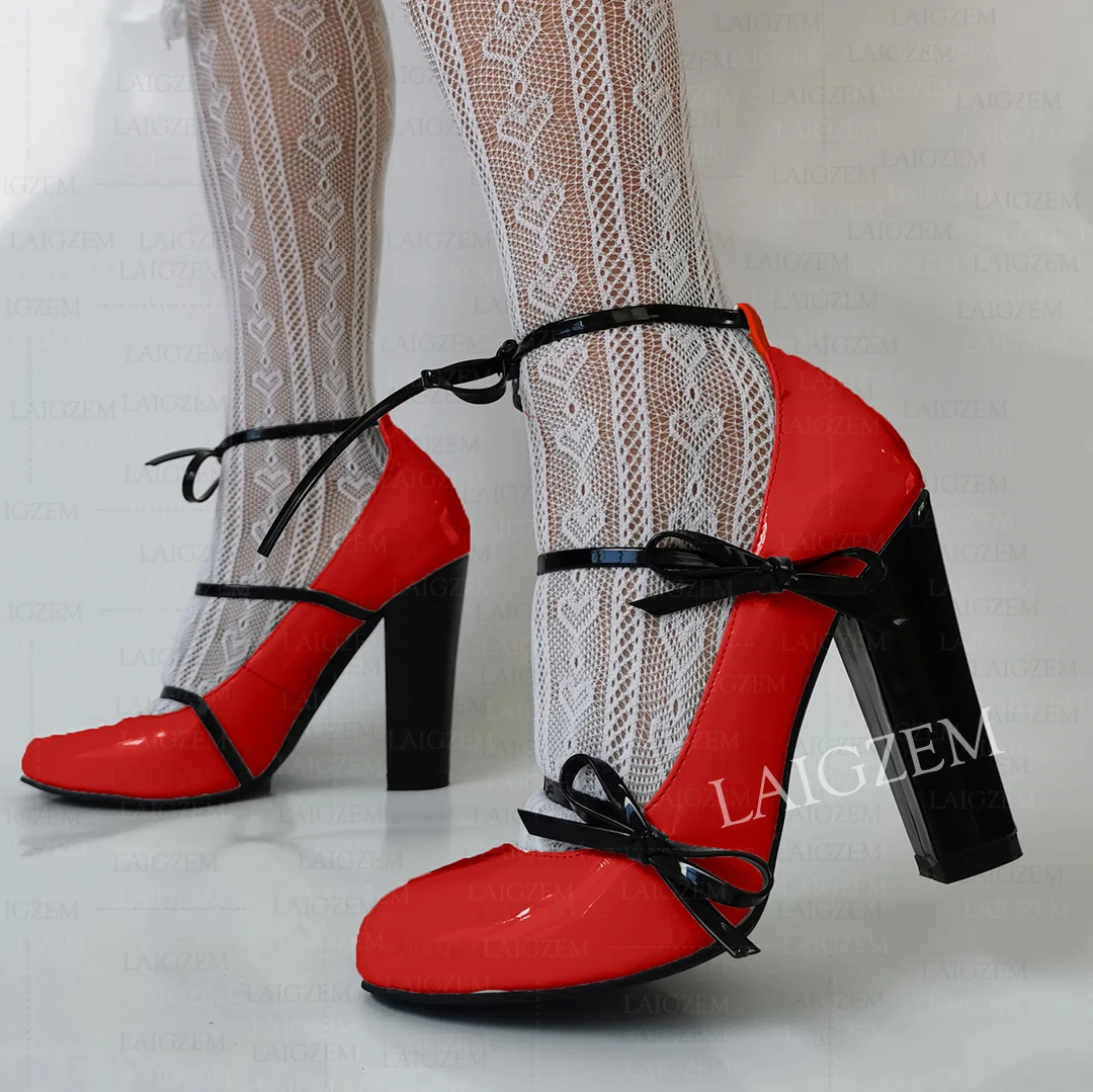 ZHIMA-Women-Pumps-Round-Toe-Shiny-Thick-Square-High-Heels-Sandals-Party ...