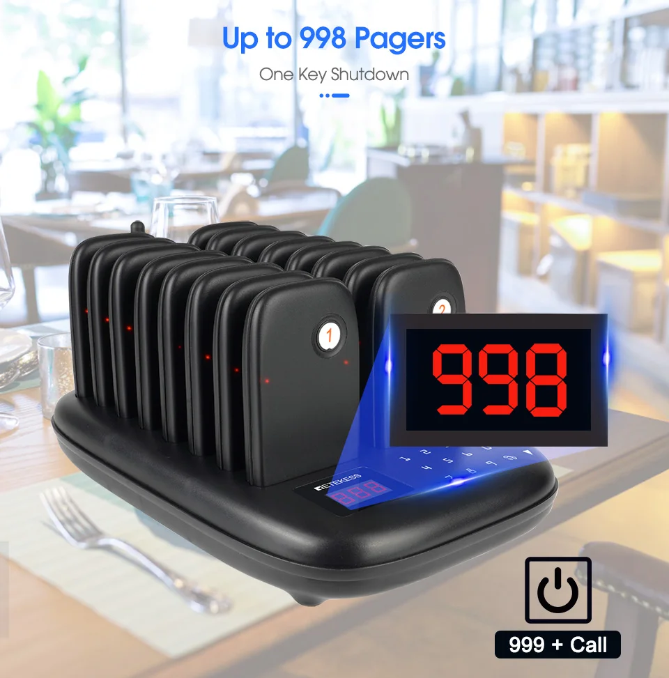 Retekess TD175 Restaurant Pager Calling System 16 Coasters Buzzer ...