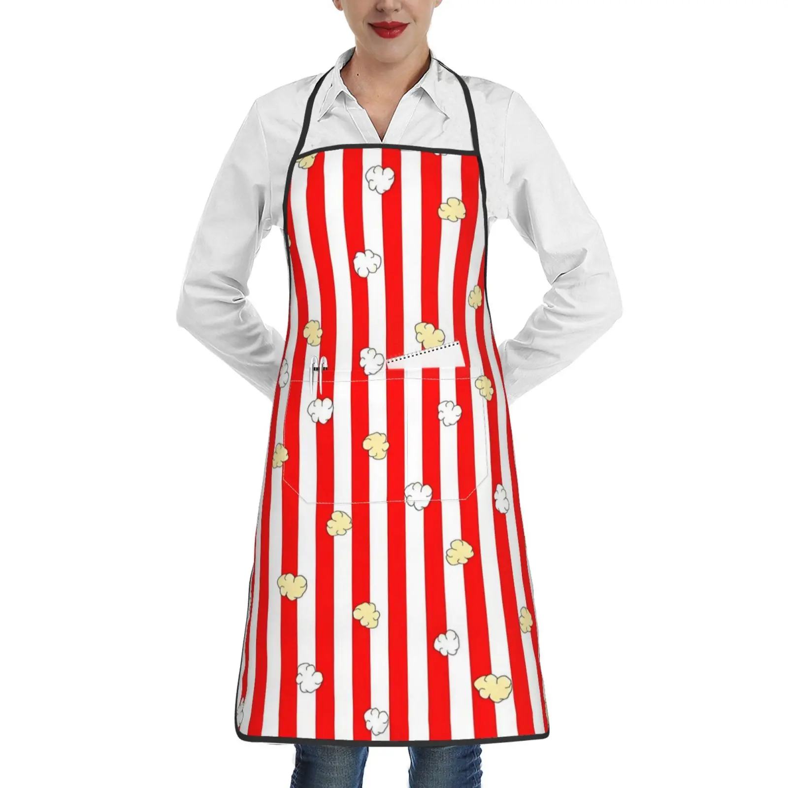 Custom Bib Red And White Striped With Popcorn Apron Men Women Unisex ...