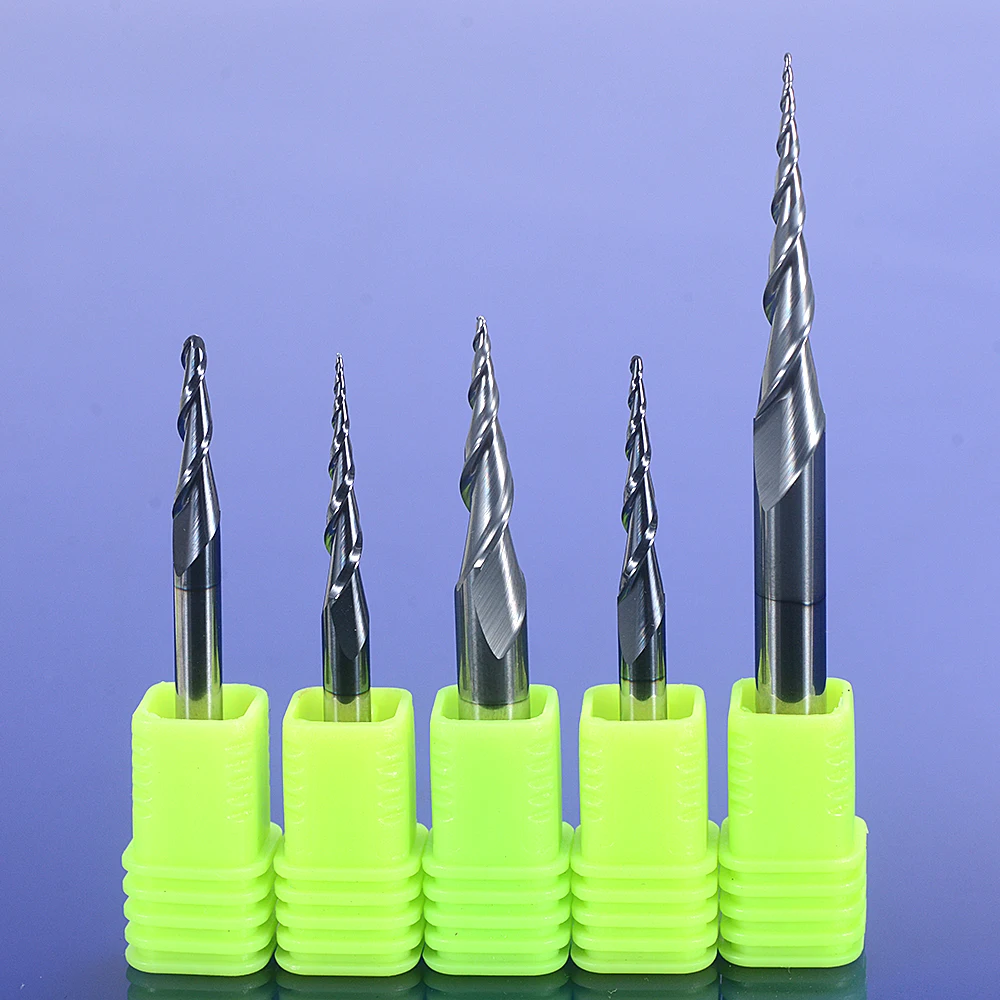 10Pcs-3-175-4-6-8mm-Tungsten-Steel-Tapered-End-Mills-Ball-Nose-Milling ...