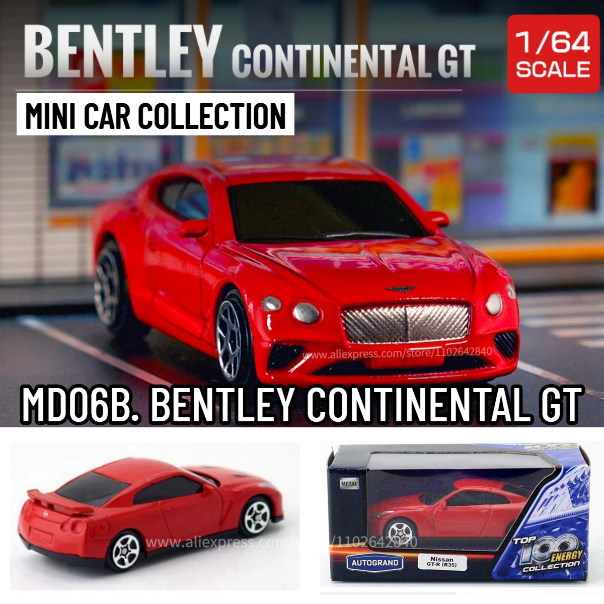Scale-1-64-Mini-Car-Model-BENTLEY-CONTINENTAL-GT-Red-Replica-Miniature ...