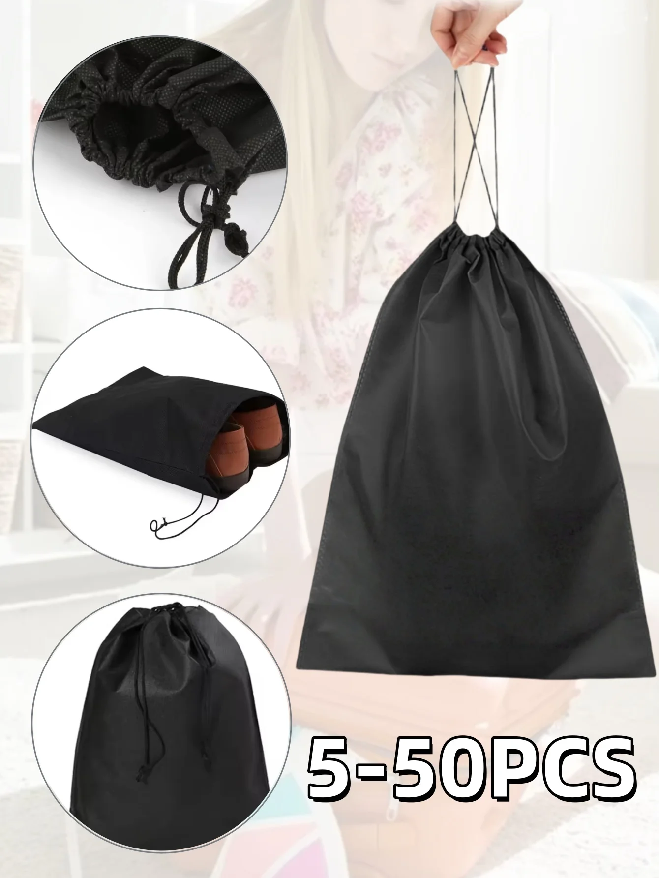 5-50PCS Travel Shoe Bag Portable Dustproof Drawstring Shoes Pouch ...
