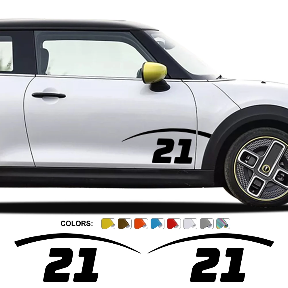 Car Body Side Sticker Graphics Race No. Number Vinyl Decor Decals For ...