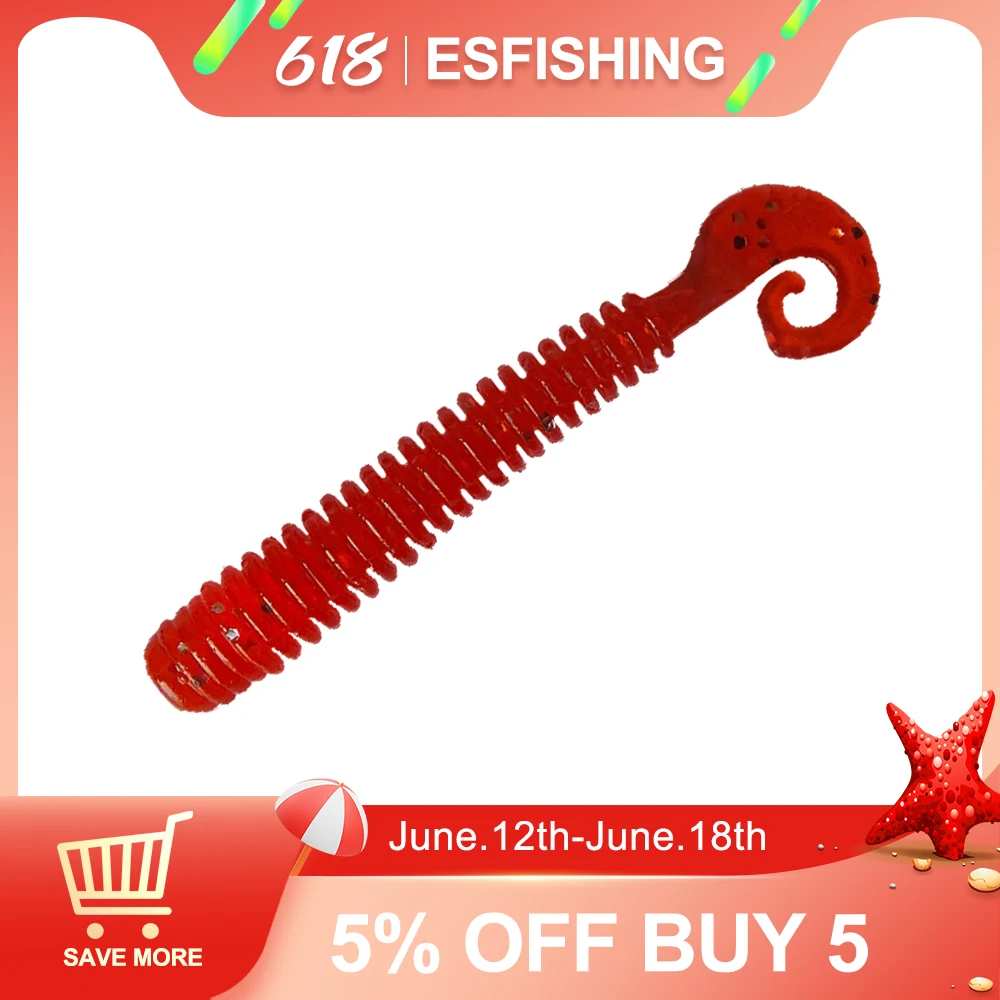 ESFISHING Soft Plastics Bait Active Slug 60mm 1.5g Curly Grub Tail For ...