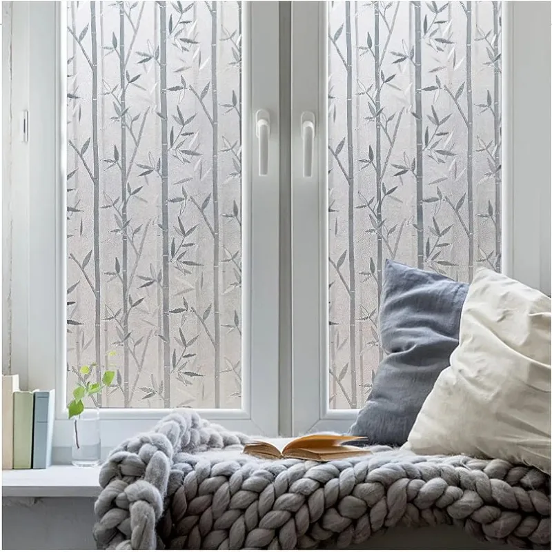 Bamboo-Frosted-Window-Privacy-Film-Vinyl-3D-Glass-Decals-Static-Clings ...