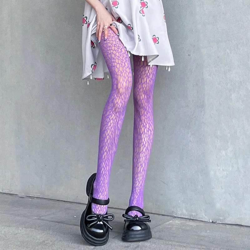 Fashion Women White Medium Grid High Waist Stocking Fishnet Club Tights ...