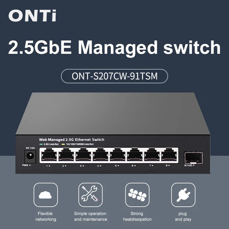 ONTi 2.5GbE Managed Switch 8 Port 2.5GBASE-T Network Switcher 10G SFP+ ...