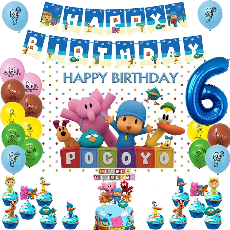 Cartoon-Boy-Birthday-Party-Decoration-Banner-Ballloon-Backdrop-Poco ...