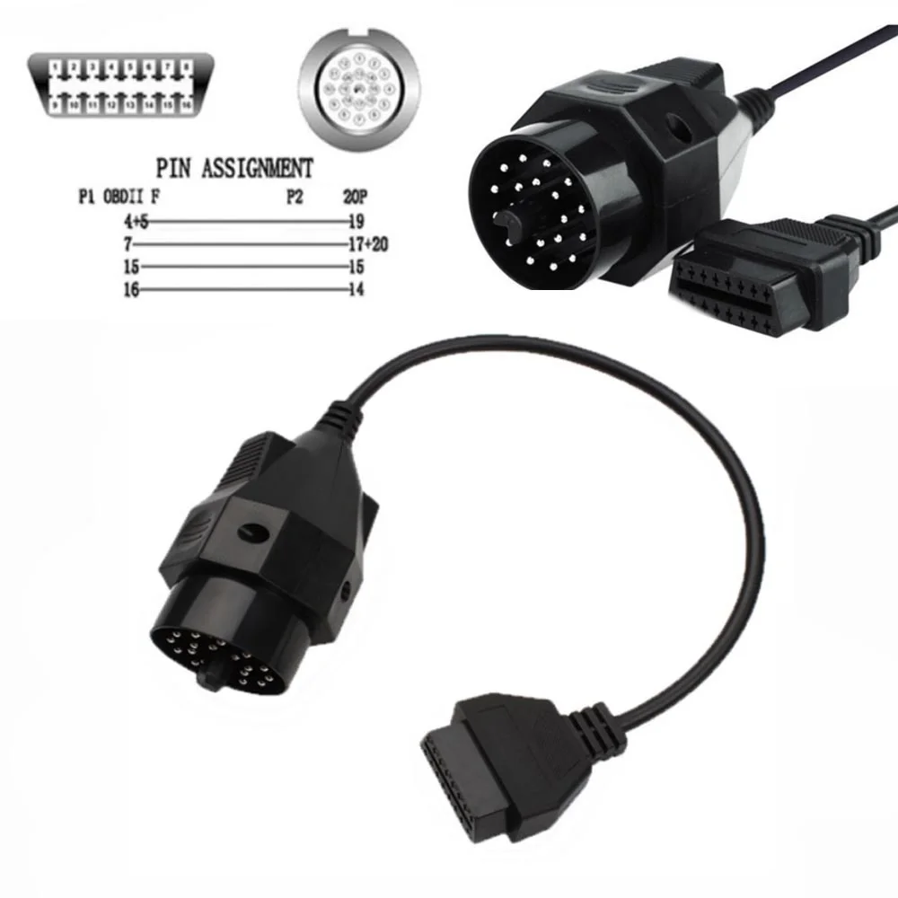 1 pçs carro obd cabo de extensão obd ii adaptador para bmw 20 pinos ...