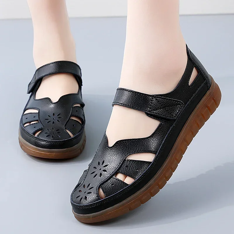 Women Sandals Summer Ladies Girls Comfortable Ankle Hollow Round Toe ...