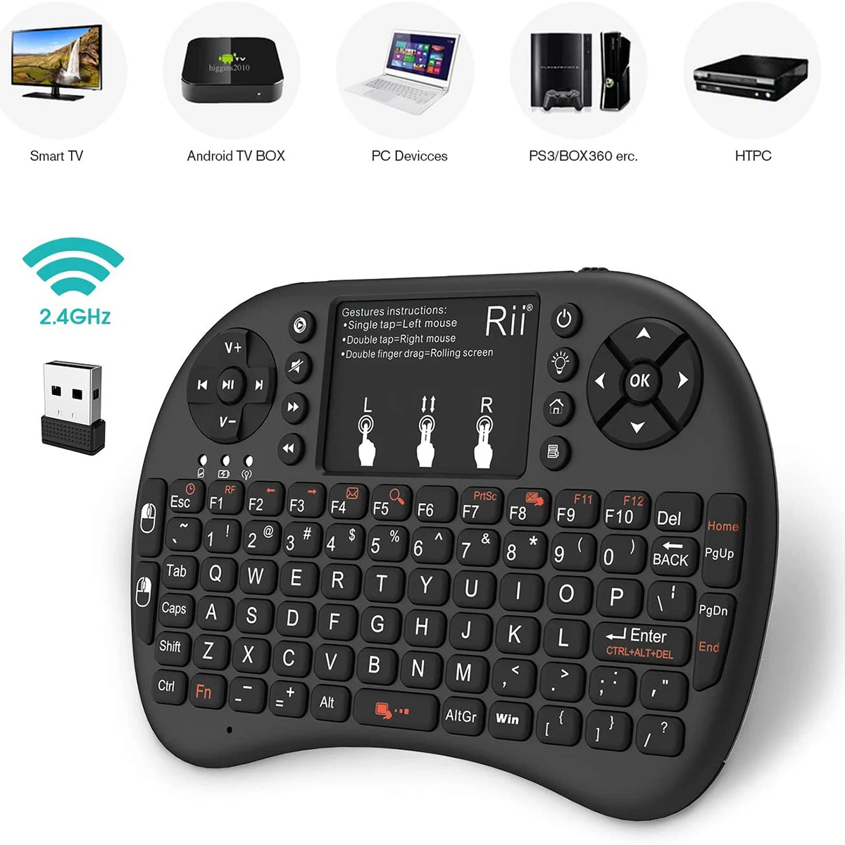 Rii i8+ Mini wireless keyboard 2.4GHz Wireless Keyboard with TouchPad ...