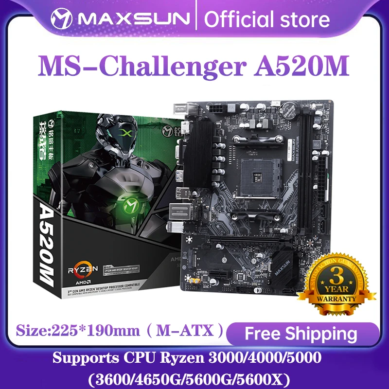 Maxsun Full New Motherboard Amd A520m Ram Ddr4 M.2 Usb3.2 Stat 3.0 ...