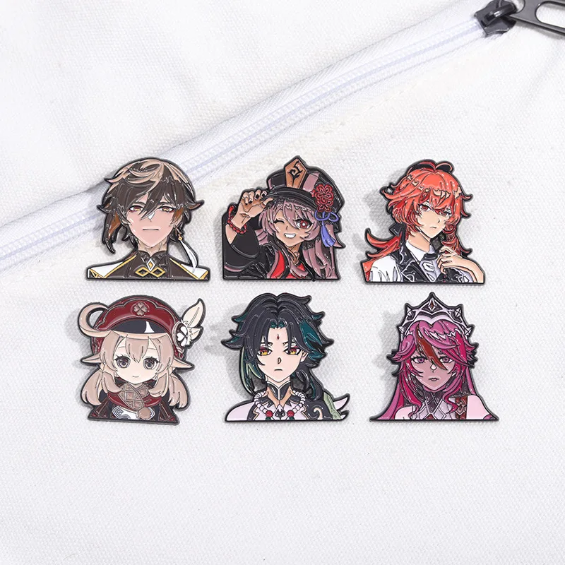 Game Genshin Impact Badge Brooch Pins Cute Cartoon Character Hutao Xiao ...