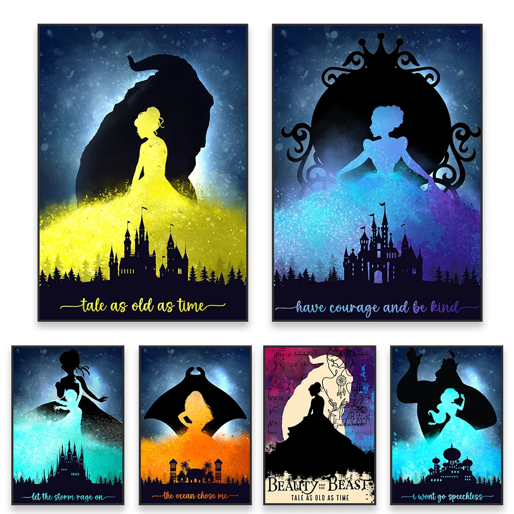 Minilist-Abstract-Disney-Princess-Poster-Retro-Portrait-Beauty-and-the ...