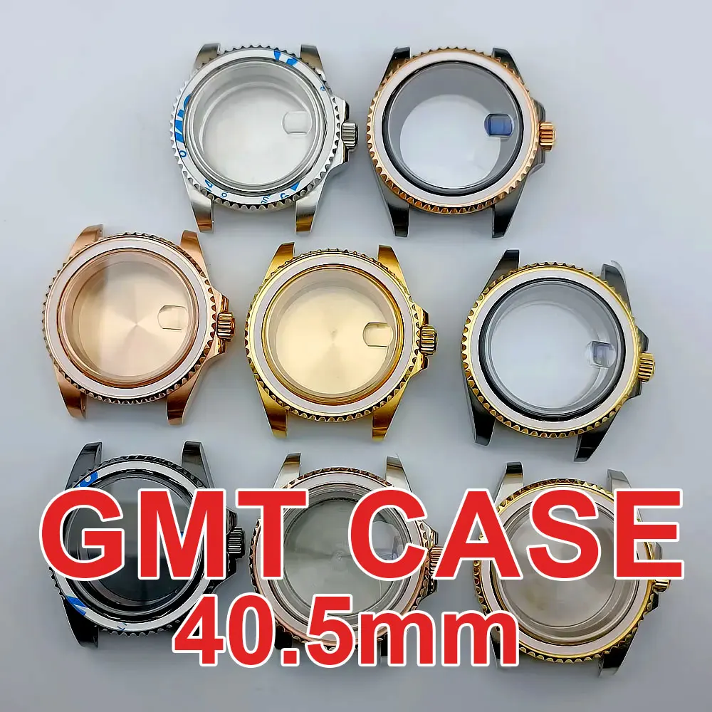 GMT-Case-40-5mm-Watch-Men-s-Silvery-Black-Steel-Case-FIT-NH34-NH35-NH36 ...