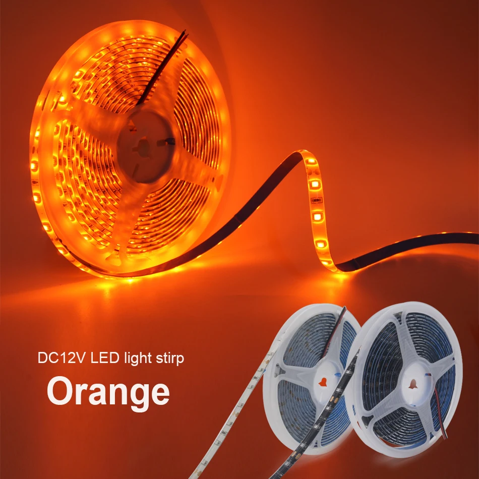 3528 Orange led strip light 2835 DC12V 120LEDs/m 8mm PCB Flexible Tape ...